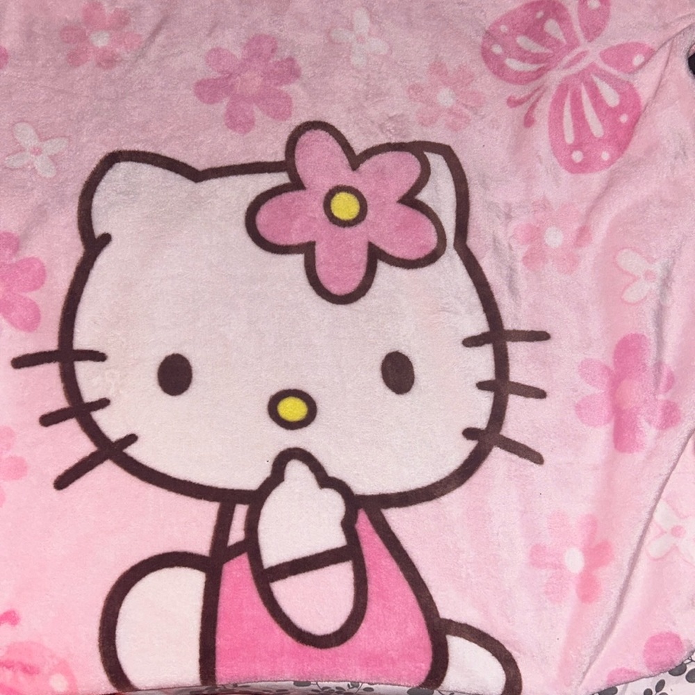 Pink Butterfly Hello Kitty Blanket - Gem